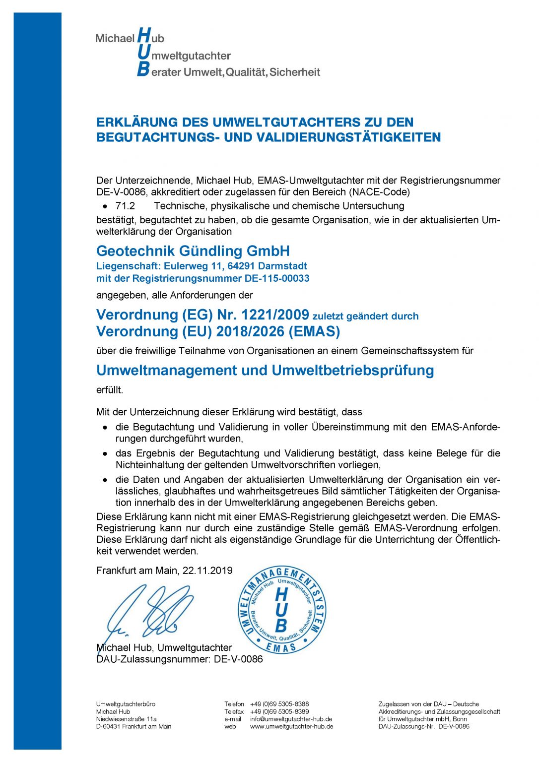 Umwelterklärung – Geotechnik Gündling GmbH